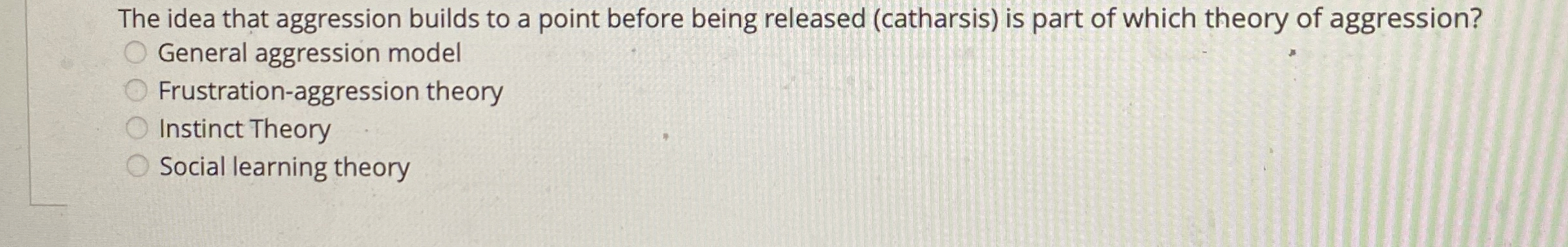 Solved The idea that aggression builds to a point before | Chegg.com