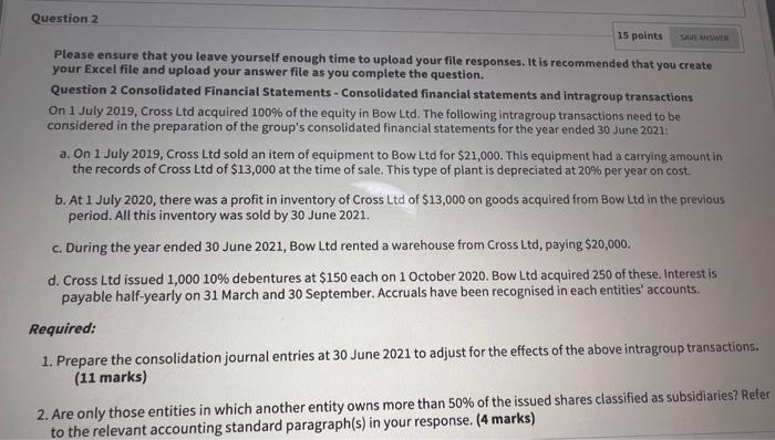 Solved Question 2 15 points SAVE ANSWER Please ensure that | Chegg.com