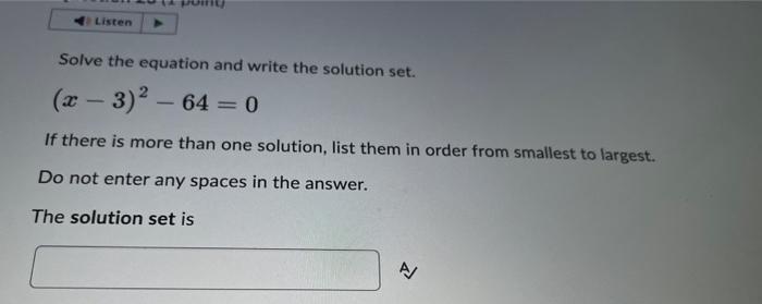 Solved Solve the equation and write the solution set. | Chegg.com
