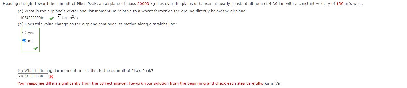 Solved (a) ﻿What is ﻿the airplane's vector angular momentum | Chegg.com
