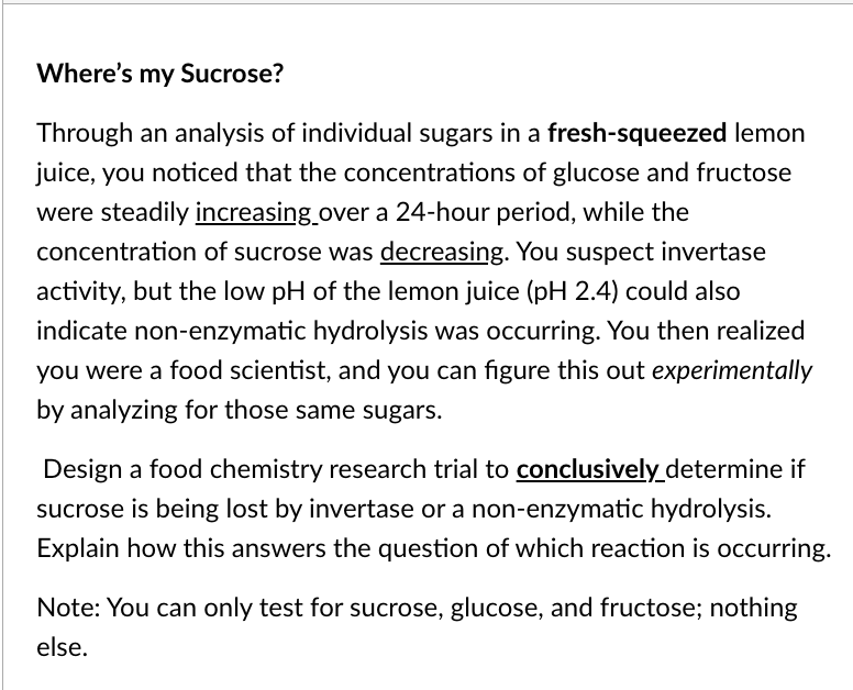 Solved Where's my Sucrose?Through an analysis of individual | Chegg.com