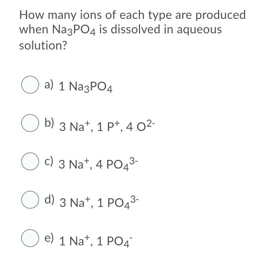 Solved How many ions of each type are produced when Na3PO4 | Chegg.com
