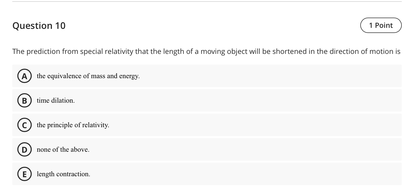 Solved Question 10The prediction from special relativity | Chegg.com