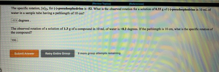 Solved [Review Topics References The specific rotation, | Chegg.com