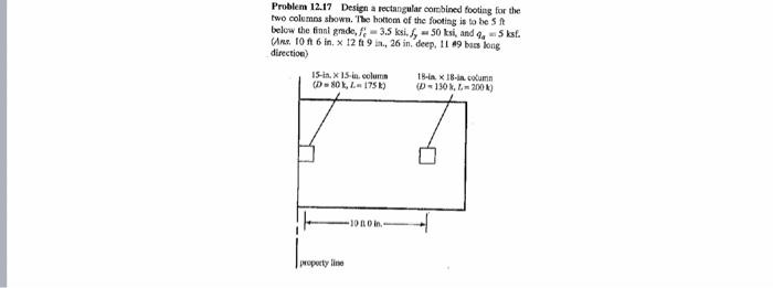 Solved Problem 12.17 Design a rectangular oor bined footing | Chegg.com