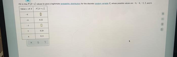 Solved Fill in the P(xx) values to give a legitimate | Chegg.com