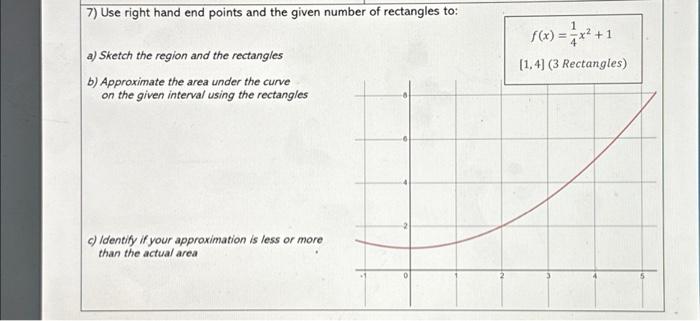 Solved 7) Use right hand end points and the given number of | Chegg.com
