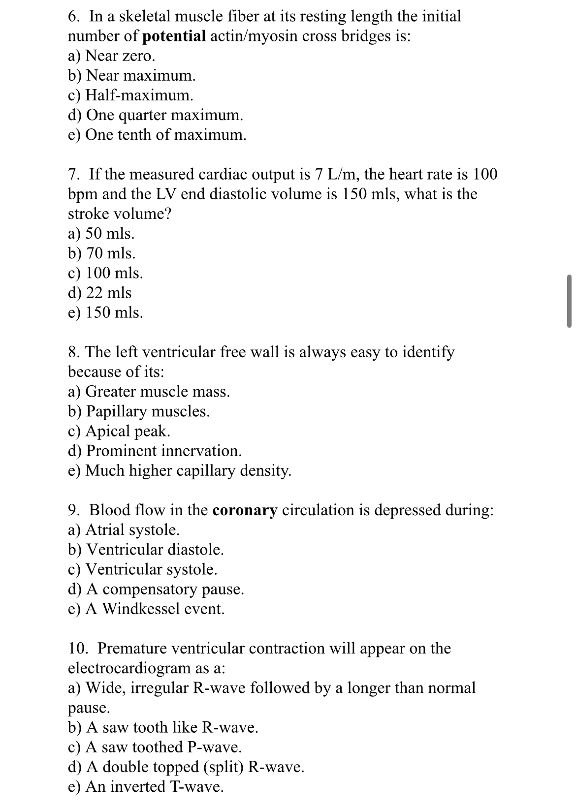 In a skeletal muscle fiber at its resting length the | Chegg.com