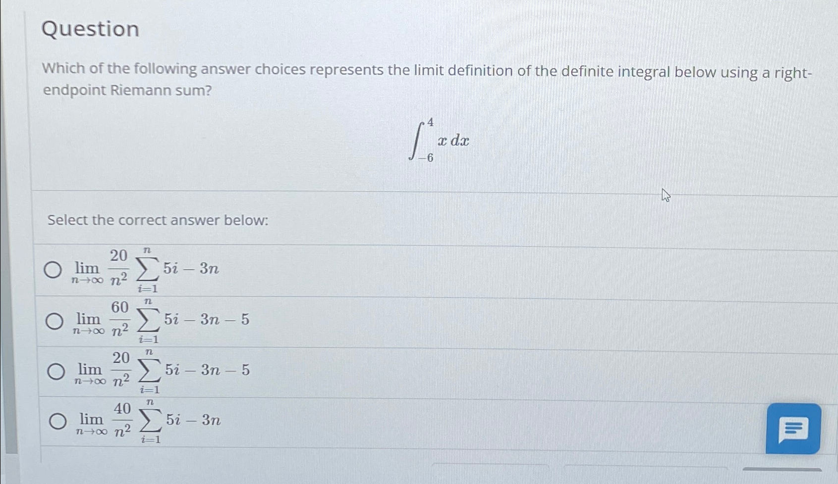 Solved QuestionWhich of the following answer choices | Chegg.com