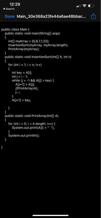 Solved Modify the insertion sort code given in the lecture | Chegg.com