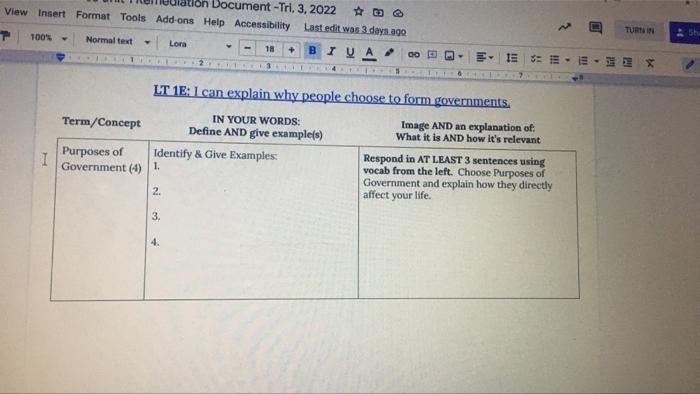 on Document - Tri. 3, 2022 # View Insert Format Tools | Chegg.com