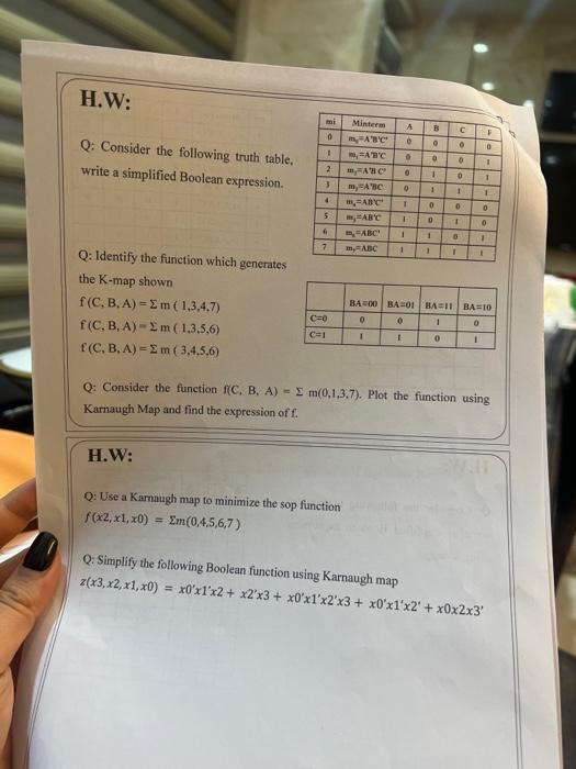 Solved Q: Consider the following truth table, write a | Chegg.com
