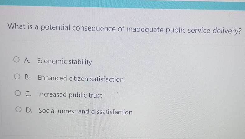 Solved What is a potential consequence of inadequate public | Chegg.com