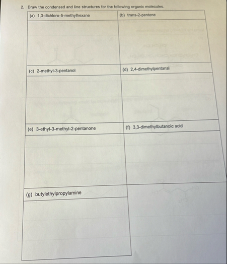 [Solved]: Draw the condensed and line structures for the fol
