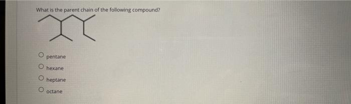 Solved What is the parent chain of the following compound? | Chegg.com
