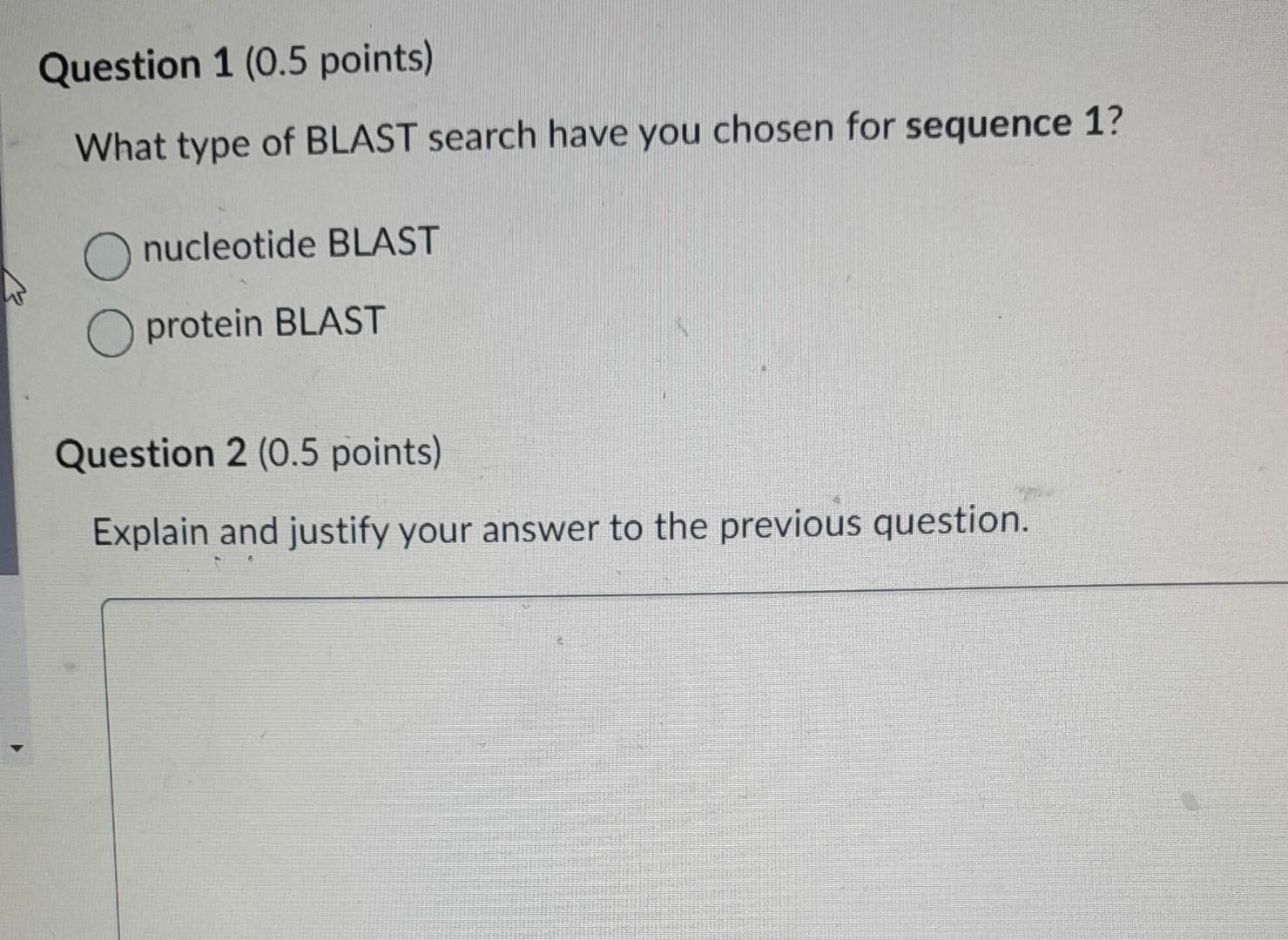 What type of BLAST search have you chosen for | Chegg.com