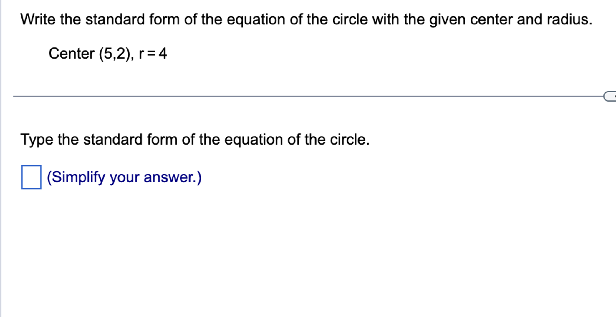 Solved Write the standard form of the equation of the circle | Chegg.com