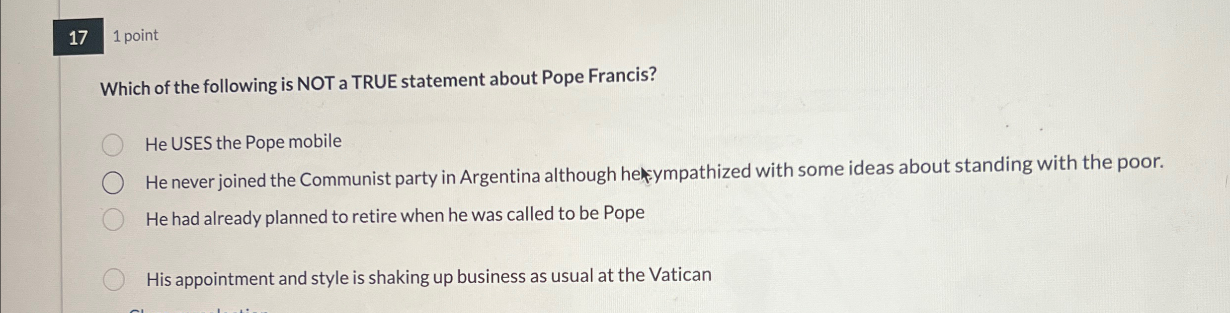 Solved 171 ﻿pointWhich of the following is NOT a TRUE | Chegg.com