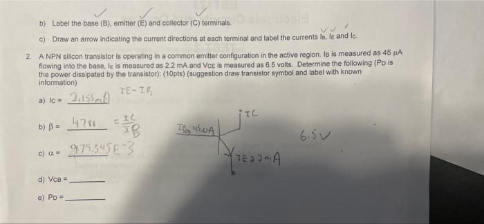 Solved b) Label the base (B), emitter (E) and collector (C) | Chegg.com