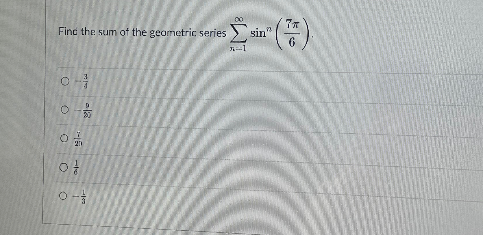 Solved Find the sum of the geometric series | Chegg.com
