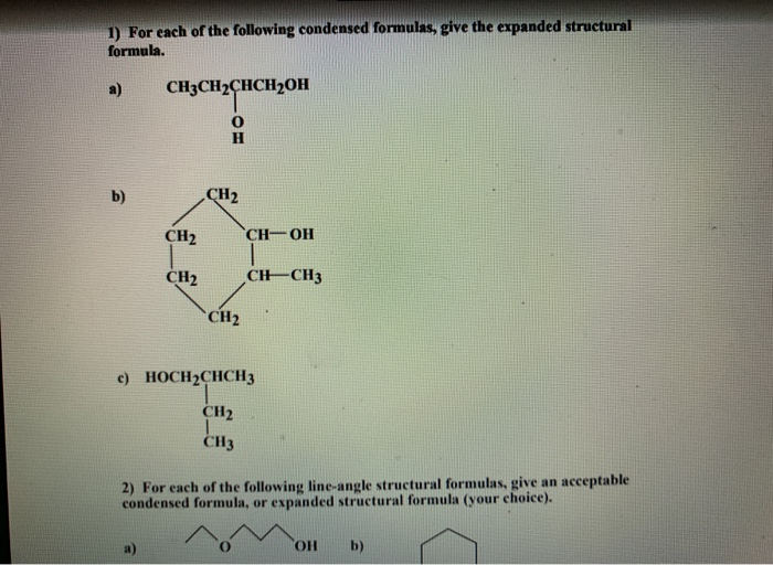 Solved 1) For each of the following condensed formulas, give | Chegg.com