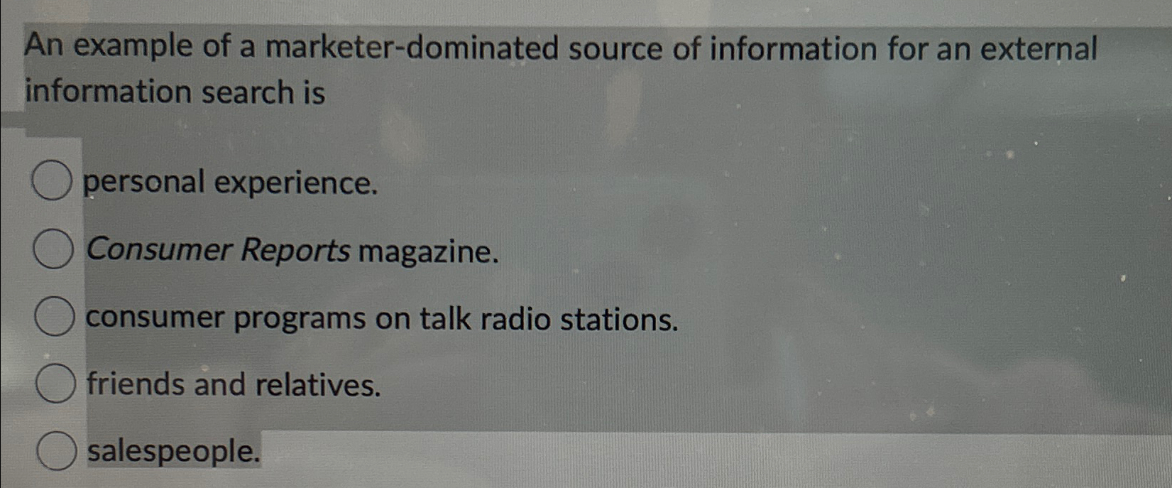 Solved An example of a marketer-dominated source of | Chegg.com