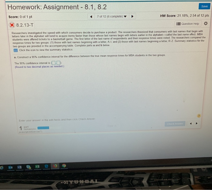 Solved Save Homework: Assignment - 8.1, 8.2 Score: 0 of 1 pt | Chegg.com