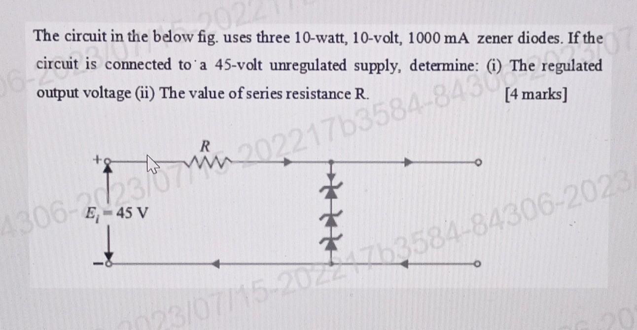 Solved The circuit in the below fig. uses three 10 -watt, 10 | Chegg.com
