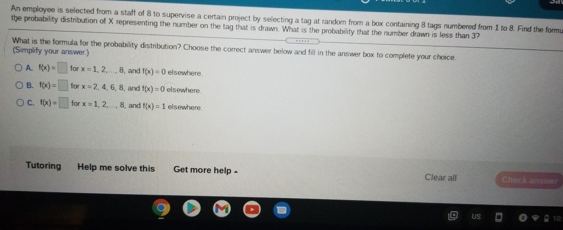 Solved An employee is selected from a staff of 8 to | Chegg.com