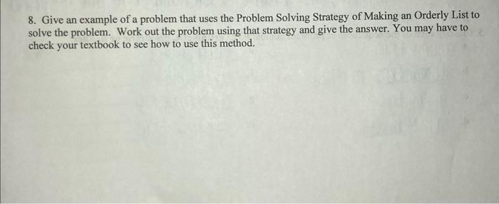 Solved 8. Give an example of a problem that uses the Problem | Chegg.com