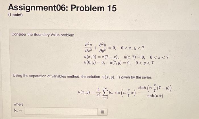 Solved Assignment06: Problem 15 (1 point) Consider the | Chegg.com
