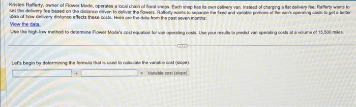 Solved Kristen Rafferty, owner of Flower Mode, operates a | Chegg.com