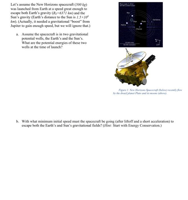 Solved Let's assume the New Horizons spacecraft (500 kg) was | Chegg.com
