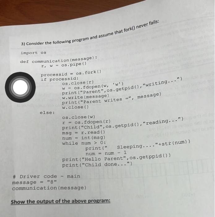 Solved 3) Consider the following program and assume that | Chegg.com