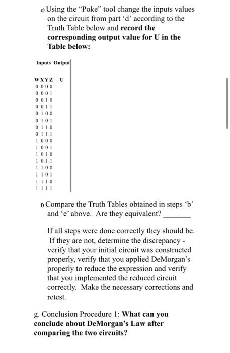 Solved b) Using the "Poke" tool change the inputs values | Chegg.com