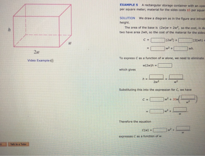 Solved EXAMPLES A rectangular storage container with an open | Chegg.com