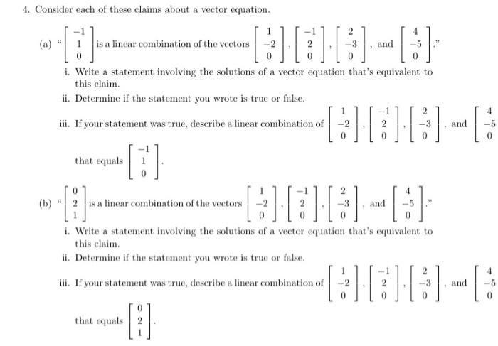 Solved Consider each of these claims about a vector | Chegg.com
