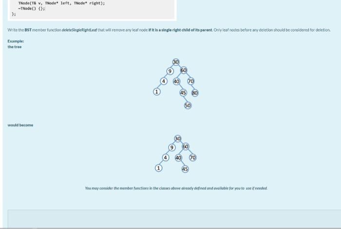Solved Consider the following BST and Tode class | Chegg.com
