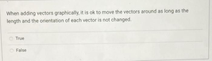 Solved When adding vectors graphically, it is ok to move the | Chegg.com