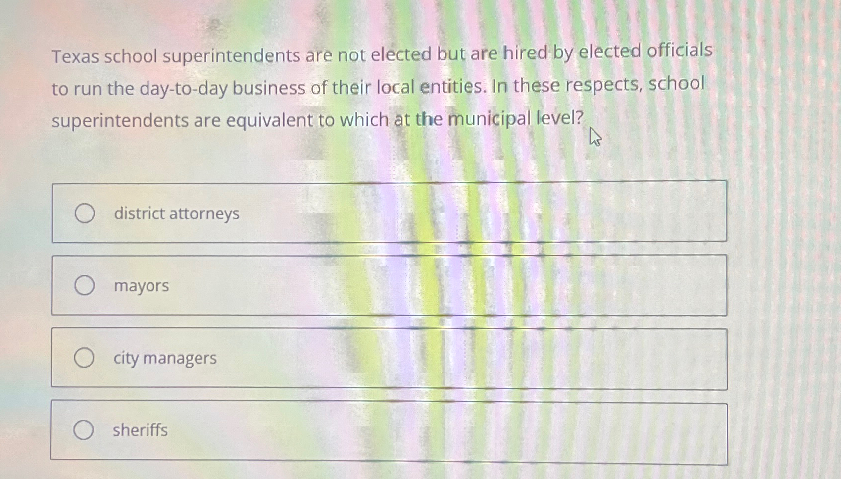 Solved Texas school superintendents are not elected but are | Chegg.com