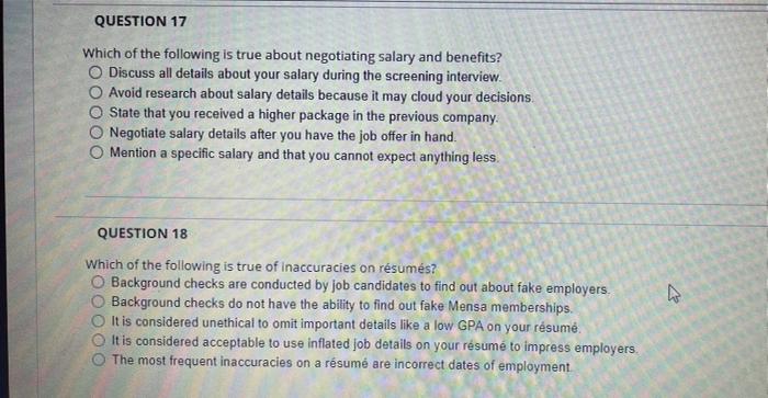 Which of the following is true about negotiating | Chegg.com