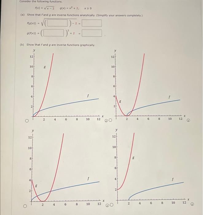 Solved Consider the following functions. f(x)=√x-2 g(x)=x² + | Chegg.com