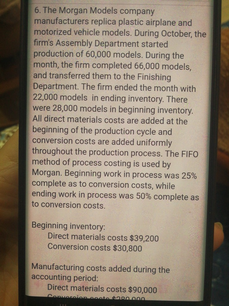 Solved 6. The Morgan Models company manufacturers replica | Chegg.com