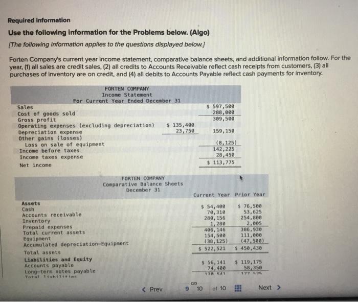 Solved Forten Company's current year statement, comparative | Chegg.com Solved Forten Company's current year statement, comparative | Chegg.com