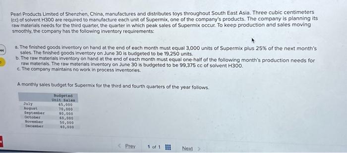 Solved Pearl Products Limited of Shenzhen, China, | Chegg.com