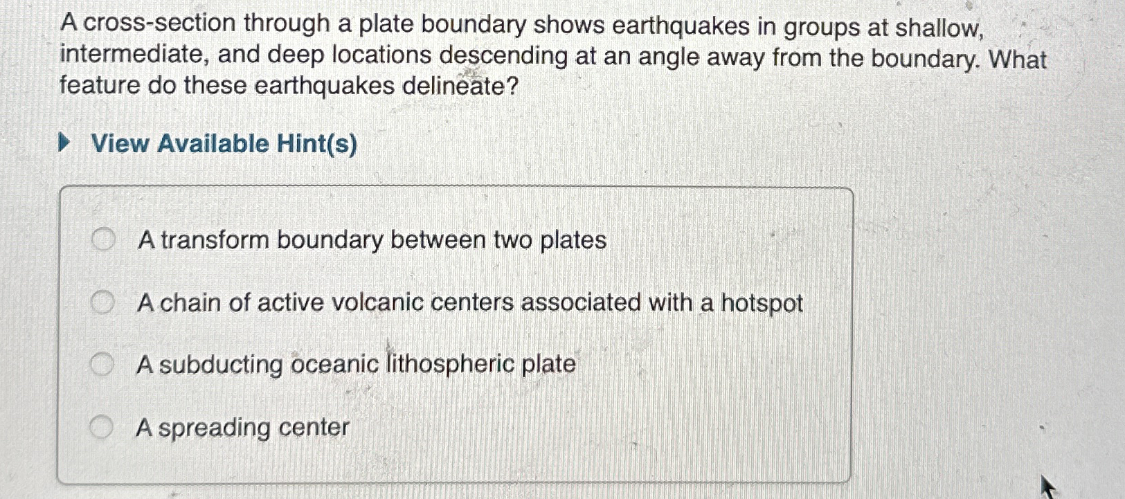 Solved A cross-section through a plate boundary shows | Chegg.com