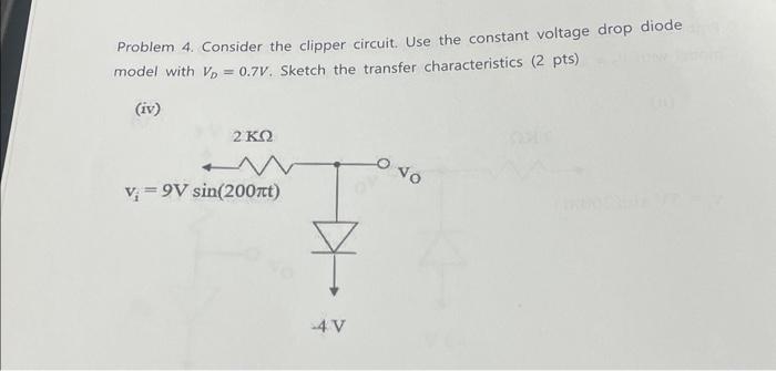 Solved Problem 2. Consider the clipper circuit. Use the | Chegg.com