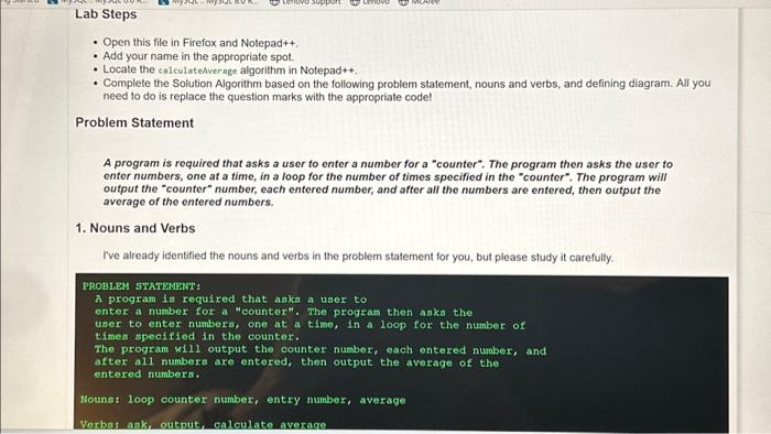 Solved - Open this file in Firefox and Notepad++. - Add your | Chegg.com