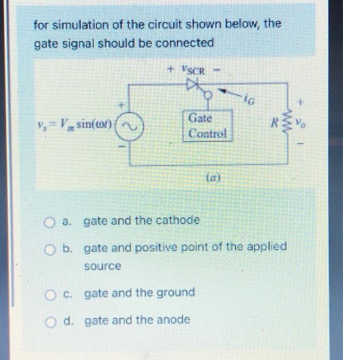 Solved for simulation of the circuit shown below, the gate | Chegg.com