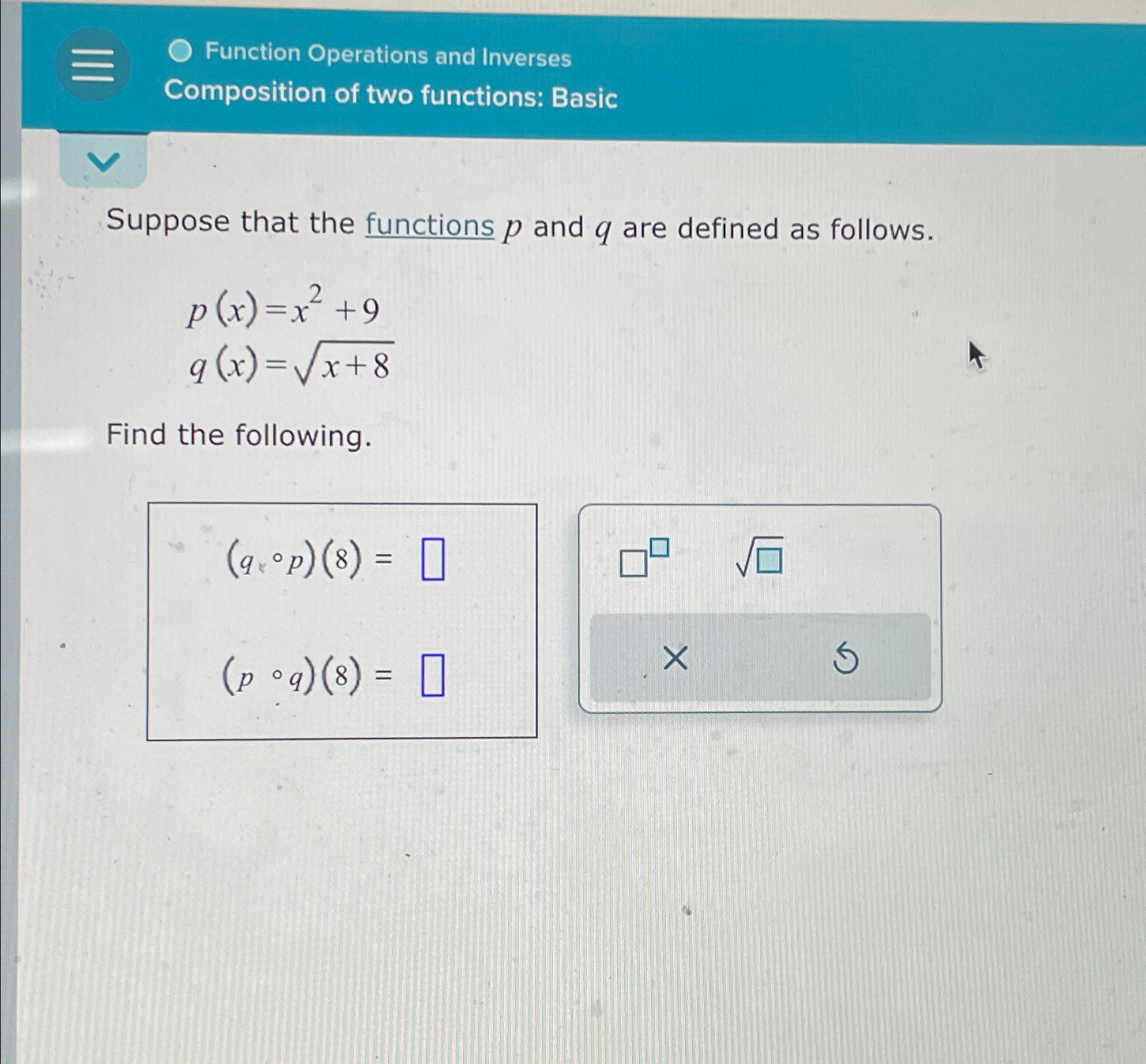 Solved Function Operations and InversesComposition of two | Chegg.com